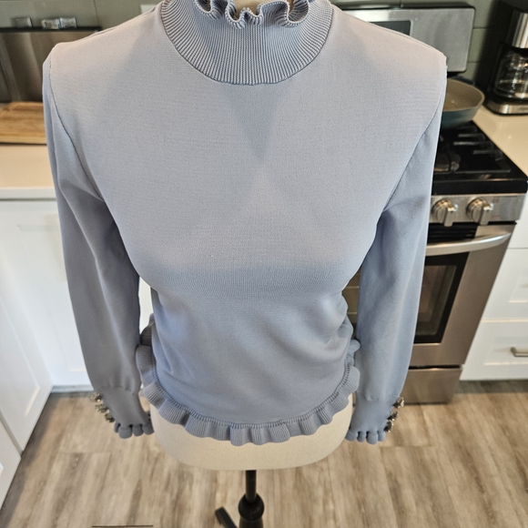 Zara | Tops | Zara Light Blue Ruffled Blouse | Poshmark